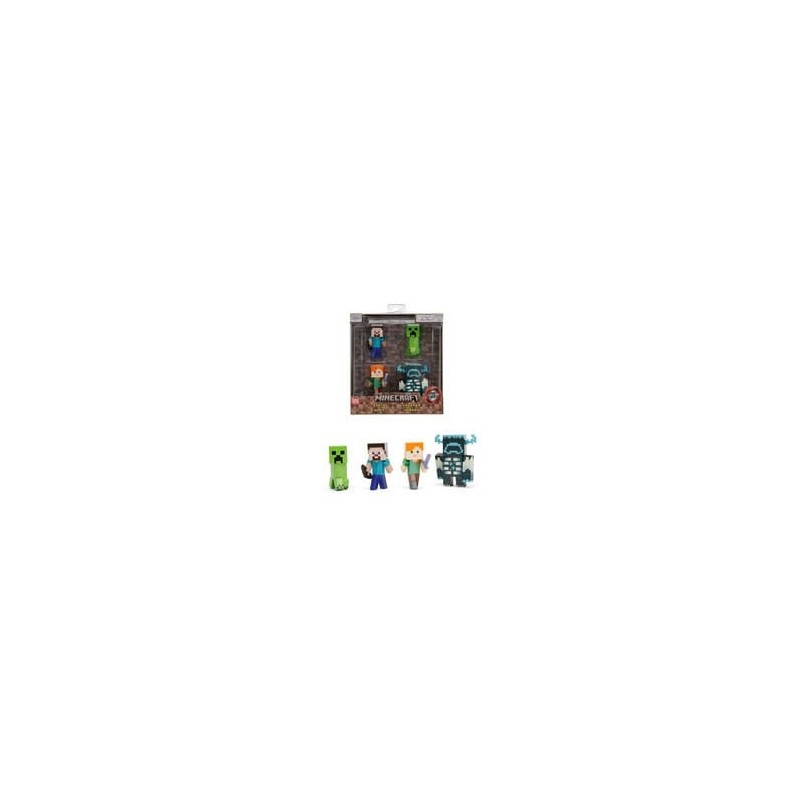 Minecraft - Pack 4 figurines Diecast Nano Metalfigs 6 cm