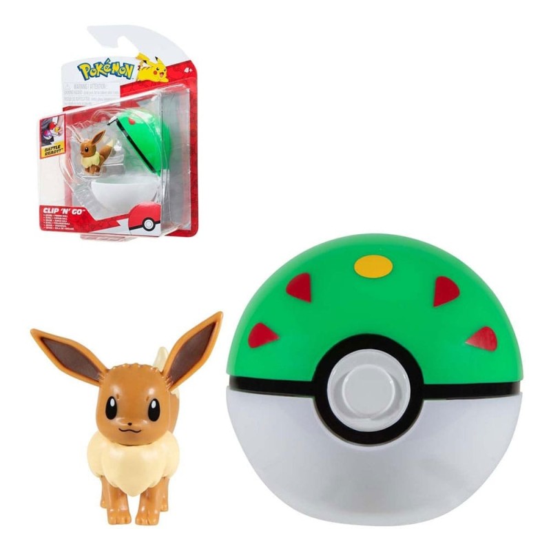 Pokémon - Clip'n'Go Poké Balls Évoli 4 & Friend Ball