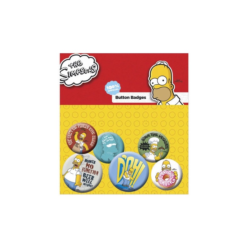 Simpsons - Pack 6 badges Homer - Figurine-Discount